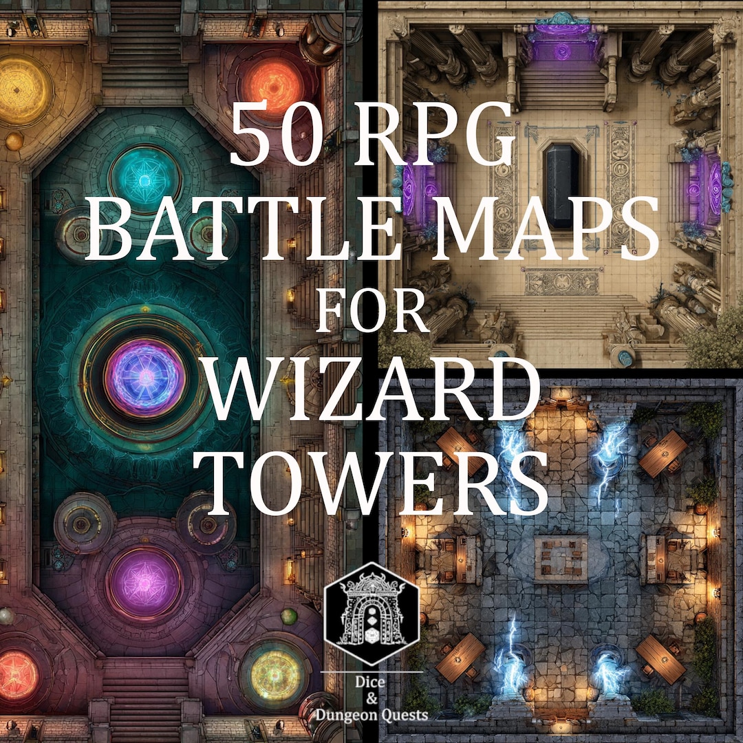 Battle Map Art - 50 Digital Maps for Wizard Towers, for VTT RPG ...
