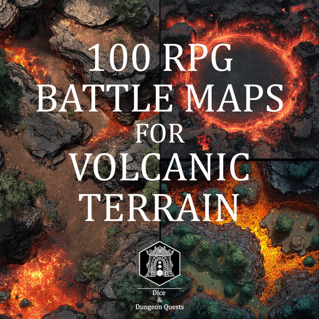 Battle Map Art - 100 Digital Maps for Volcanic Terrain, for VTT RPG ...