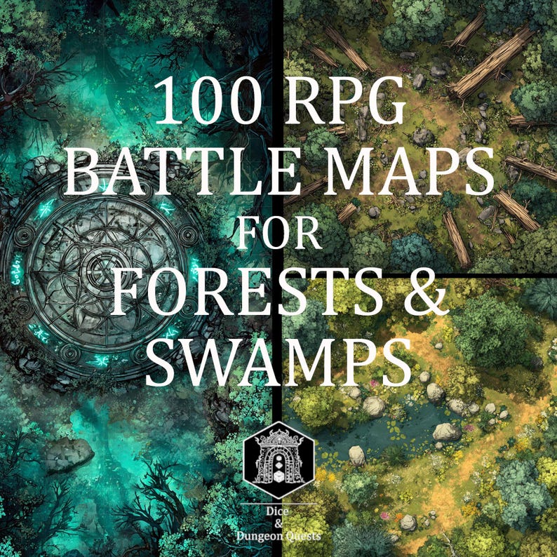 Battle Map Art - 100 Digital Maps for Forests and Swamps, for VTT RPG ...