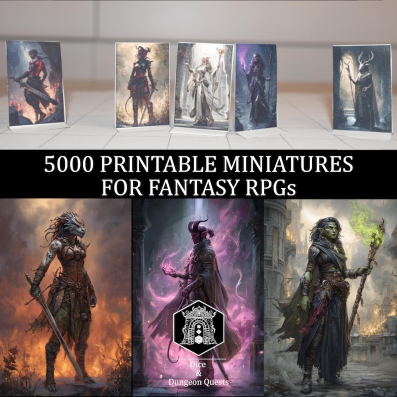 Printable RPG Miniatures - Bundle of Printable Standees / Paper Minis ...