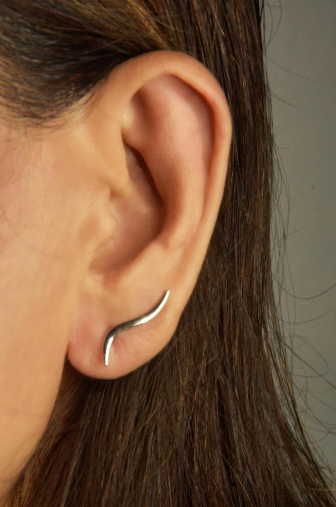 Curved Ear Climbers, Unique Ear Cuffs, Sterling Silver Gold Crawlers ...