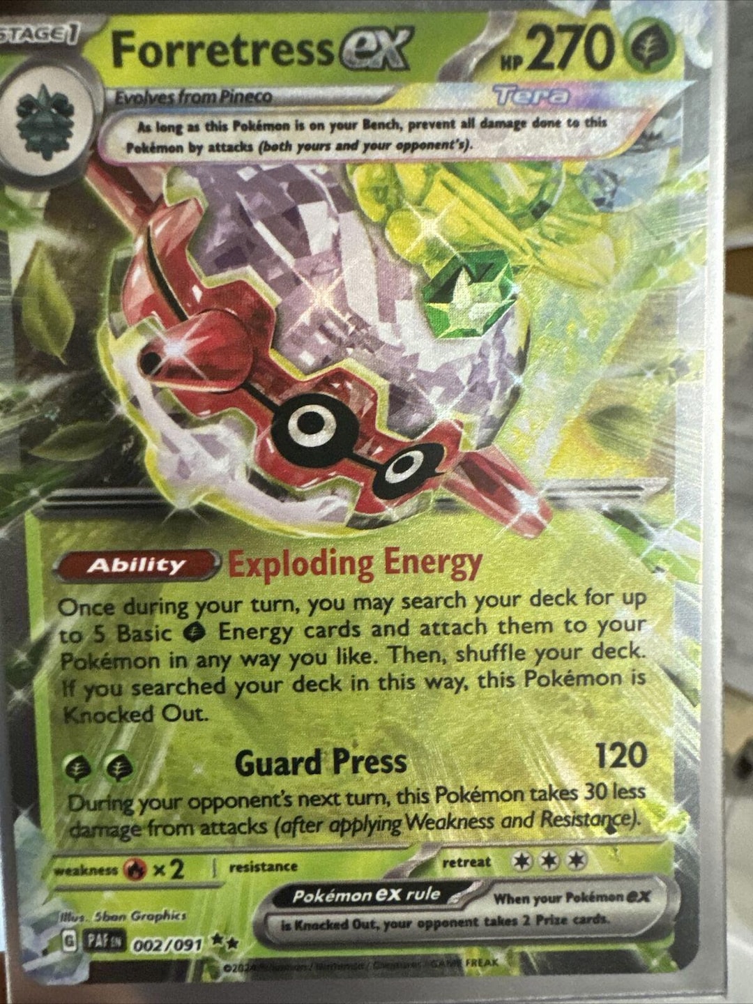 Pokémon TCG Forretress Ex Scarlet & Violet: Paldean Fates 002/091 Holo ...