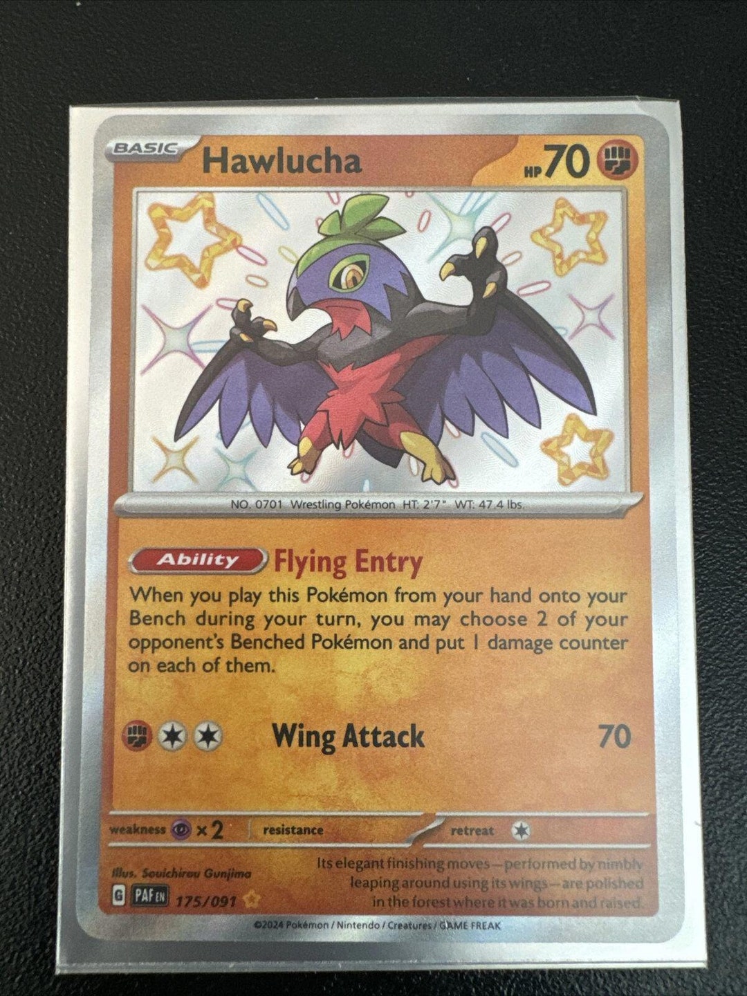Pokémon TCG Hawlucha Scarlet & Violet: Paldean Fates 175/091 Holo Shiny ...