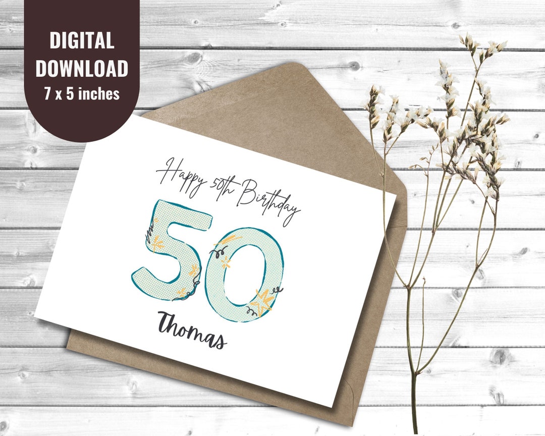 Personalized Round Birthday Card for Men 50th, 60th, 70th, 80th, 90th ...