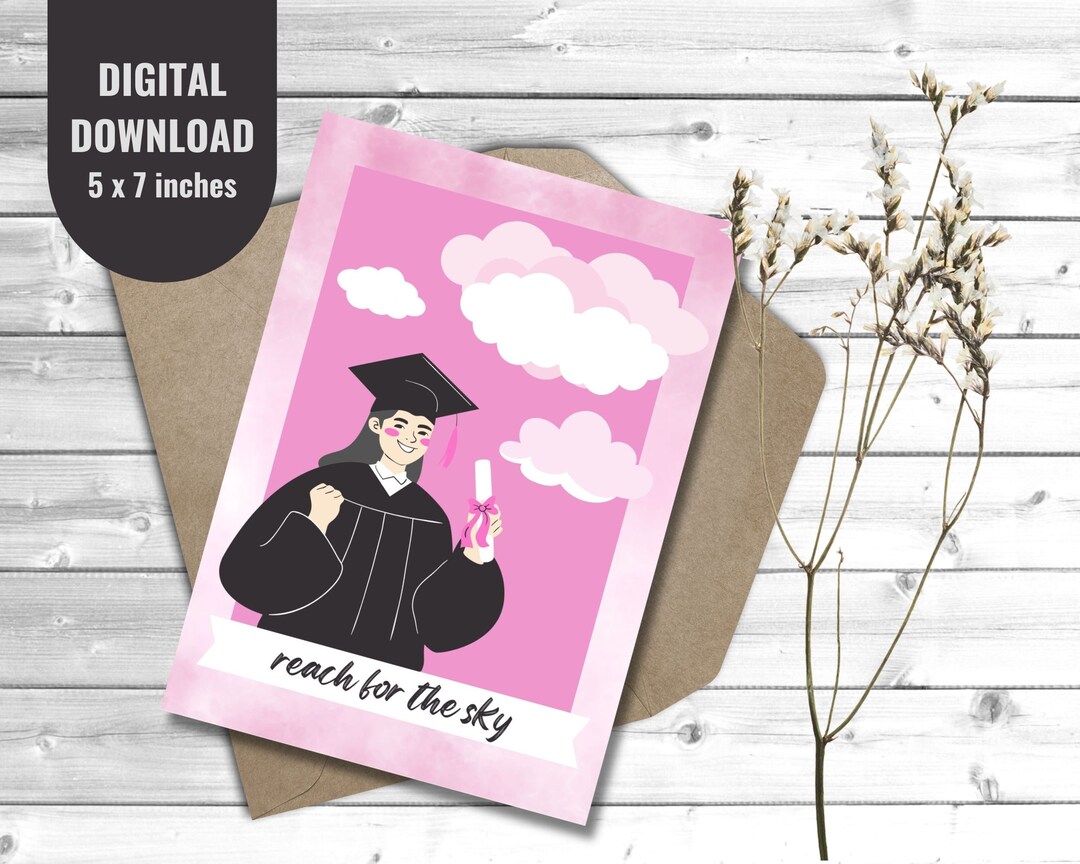 Pink Graduation Card | Reach for the Sky | Gift for School or ...