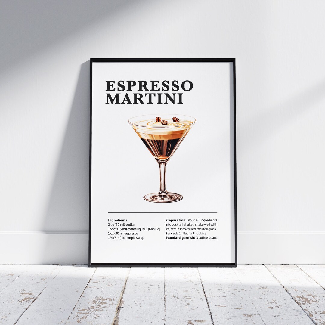 Espresso Martini Poster. Minimalist, Cocktail Recipe, Alcohol, Art ...