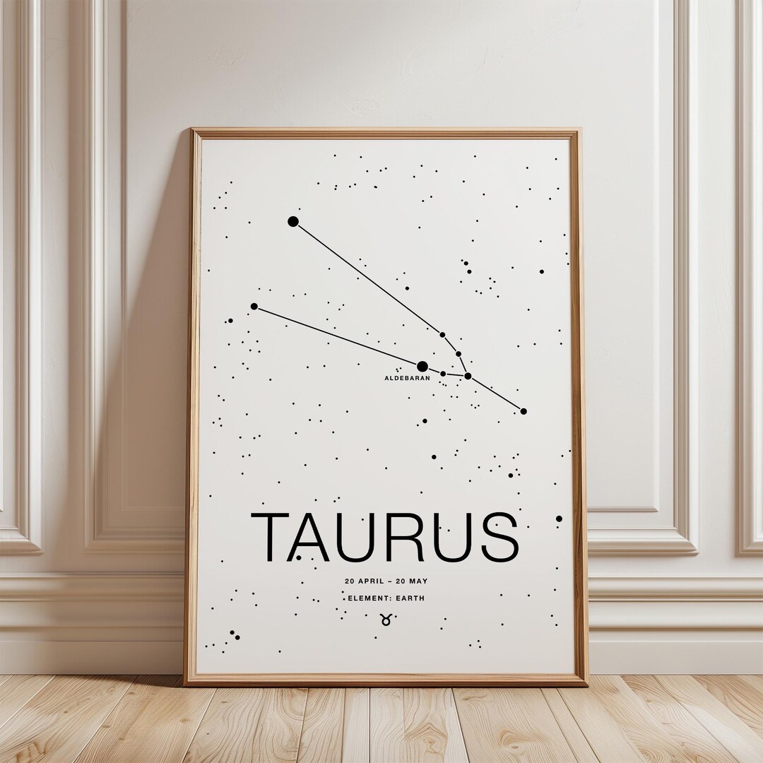 Taurus Zodiac Print: Minimalist Astrology Art, Modern Horoscope ...