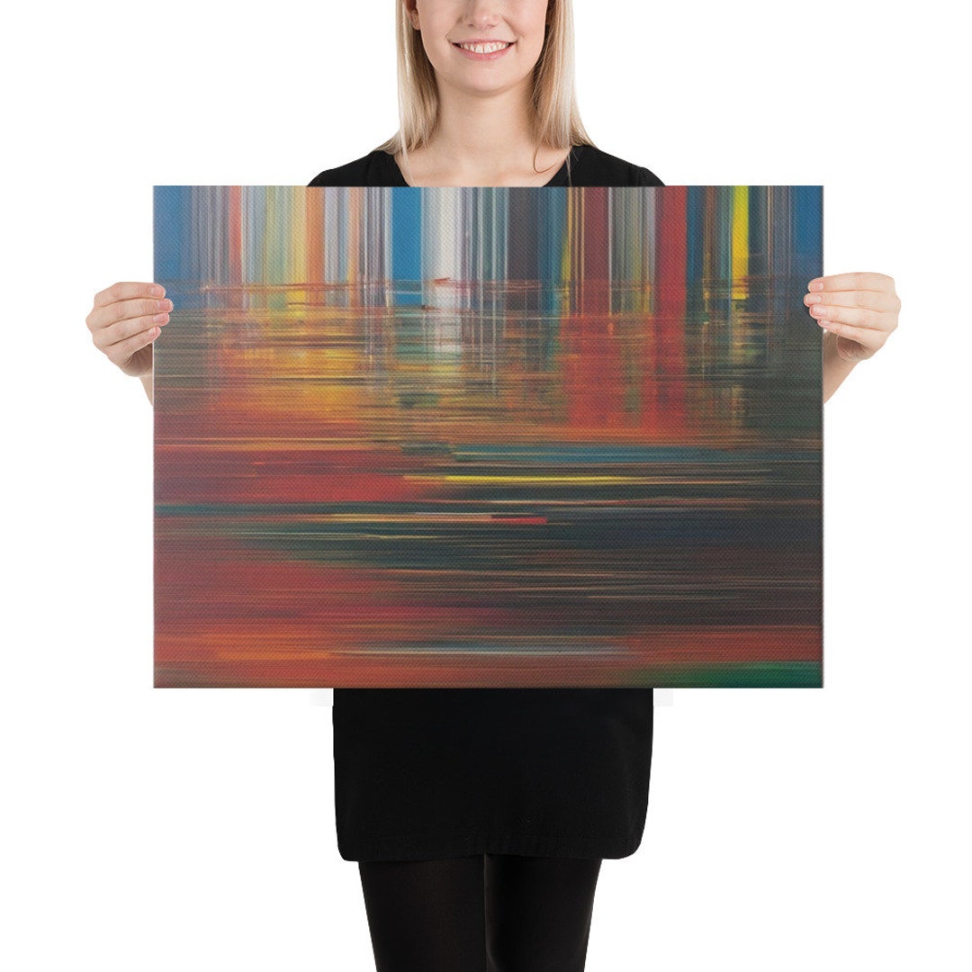 Painting in the Gerhard Richter Style Printed on Canvas Size Approx. 35 ...