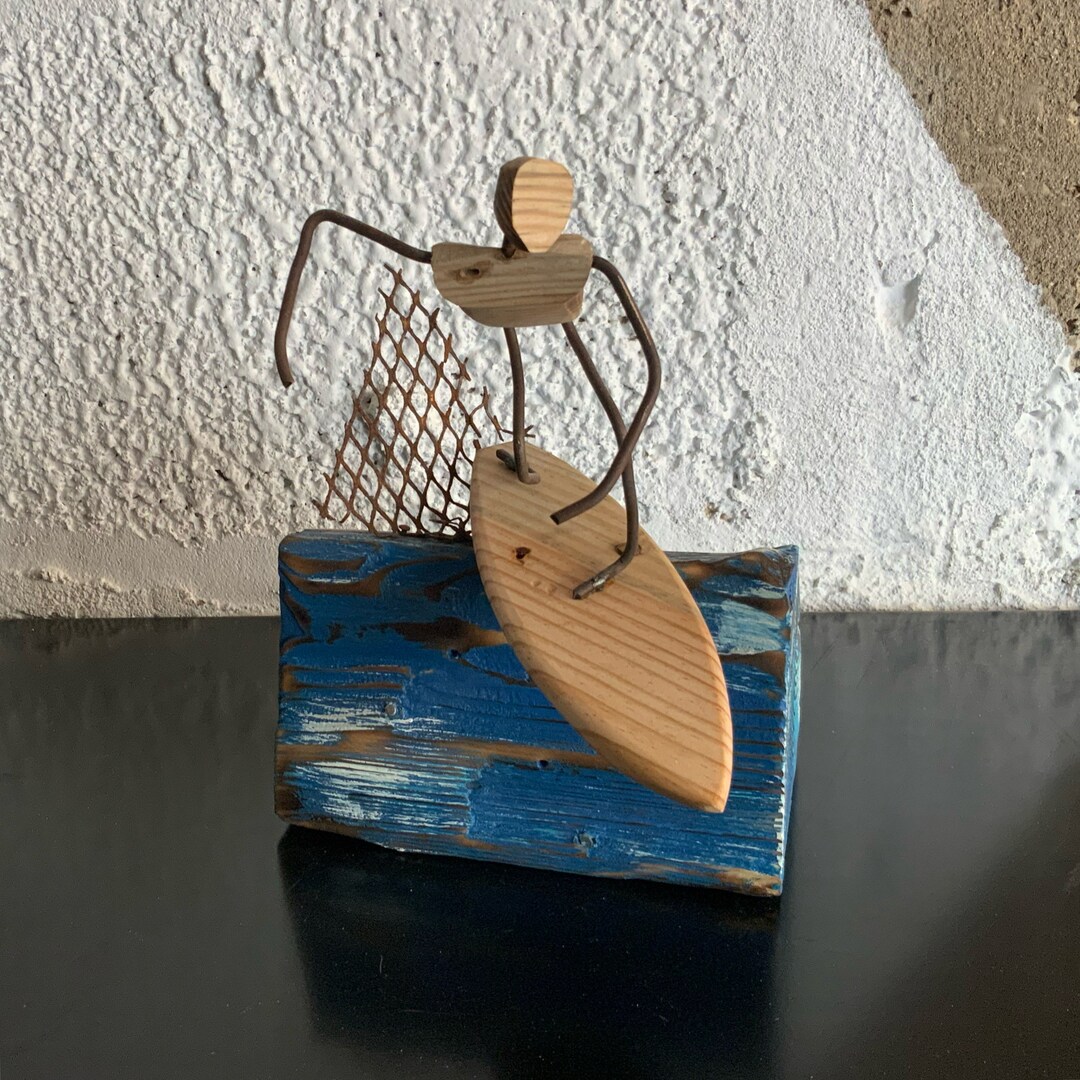 Surf Snap - Surfing Action Figure: Handcrafted Wood and Metal Sculpture ...