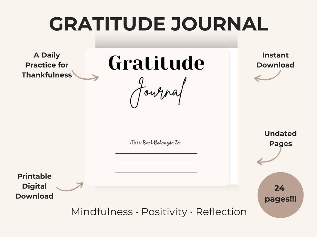 Gratitude Journal Printable | 7 Minute Daily Journal & Monthly ...