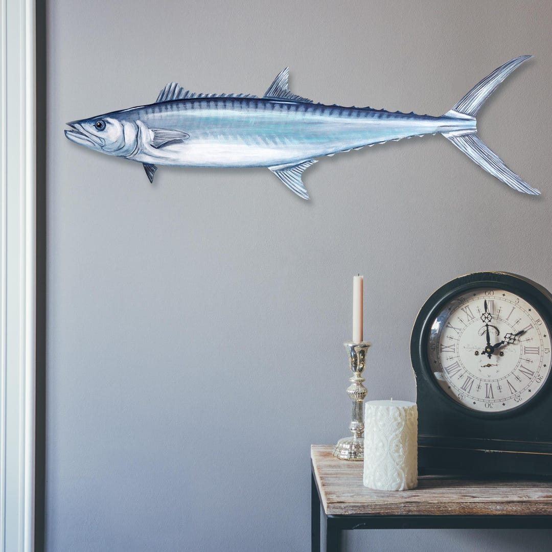 Realistic Kingfish Wall Art – Hand-painted MDF King Mackerel Fish Mount ...