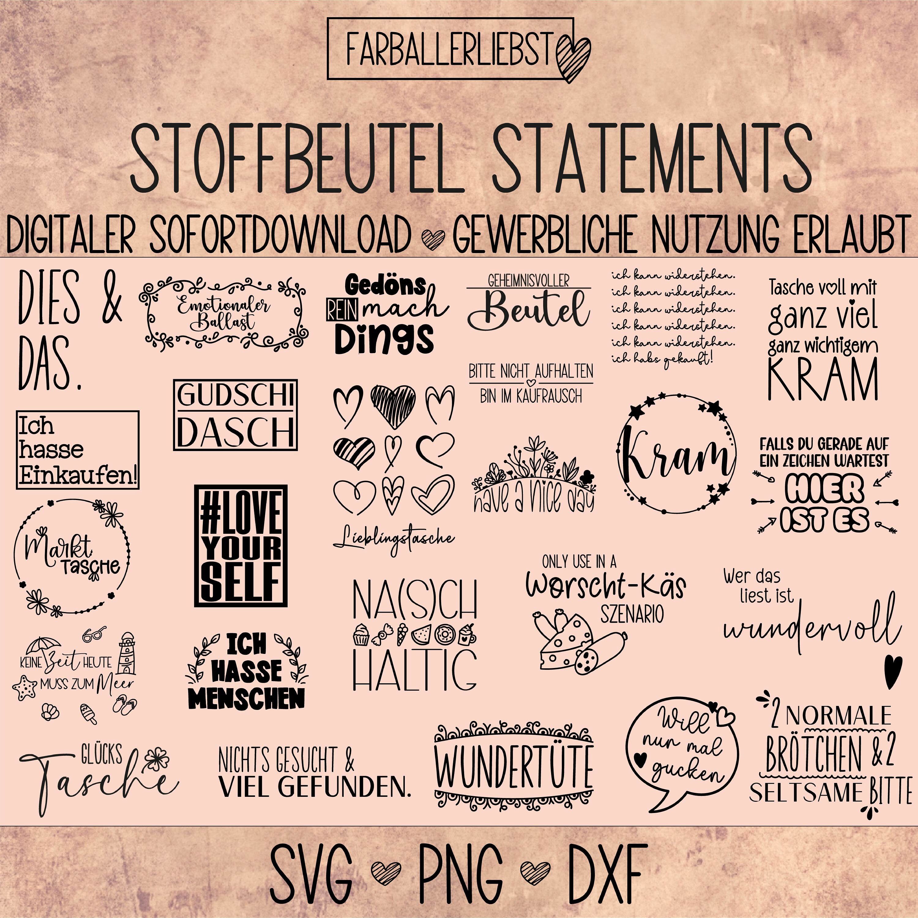 German Einkaufstasche Tasche Beutel Statements Spruch Plotterdatei Plotten Silhouette Cricut ...