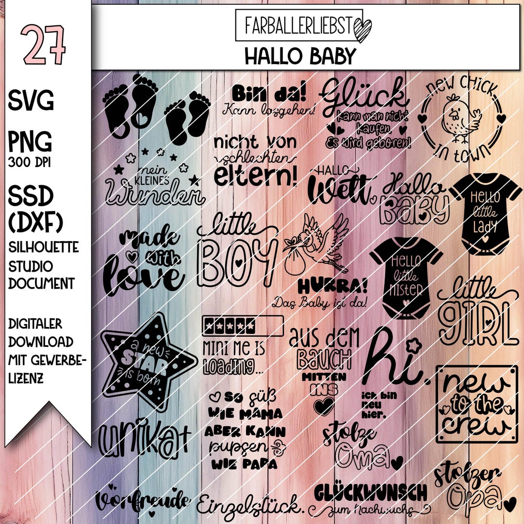 Plotter Files Bundle "hello Baby" With Cute Motifs for Birth, With ...