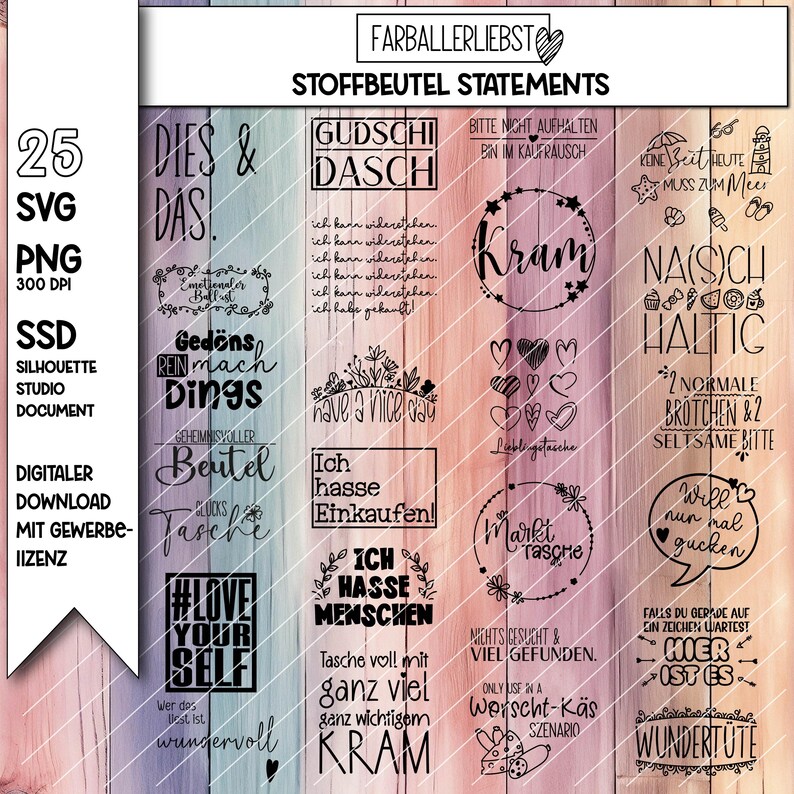 Plotterdatei Stoffbeutel Statements Tasche Beutel Mäppchen Spruch Plotten Silhouette Cricut ...