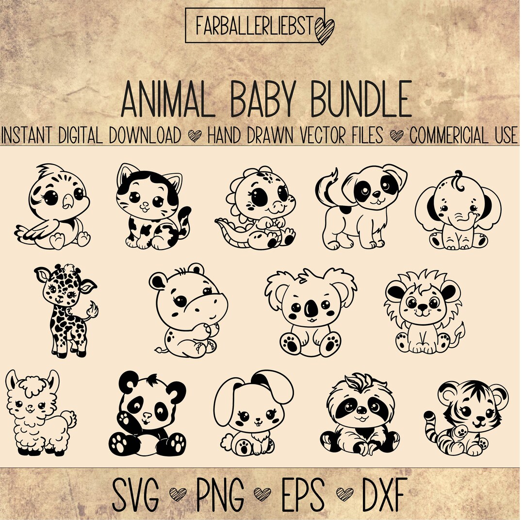 Baby Animal Plotter Files Animals Children Plotting Silhouette Brother ...