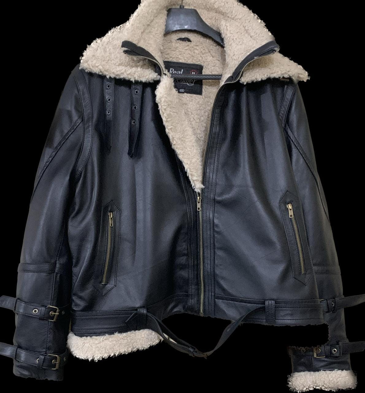Ladies' Genuine Lambskin Leather Aviator Pilot B3 Bomber Jacket ...