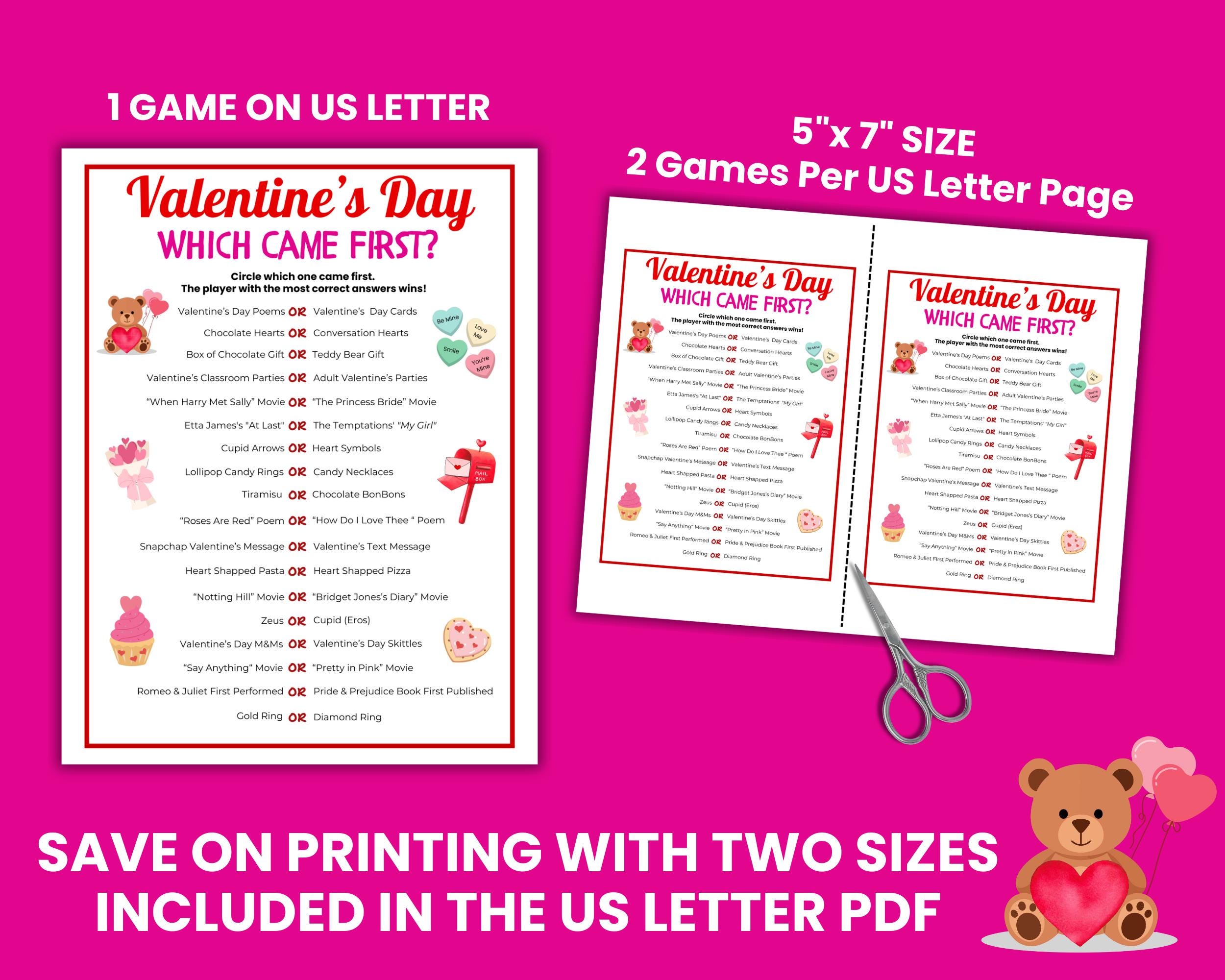 Valentine's Which Came First Trivia Game, Fun Facts Valentine's Day ...