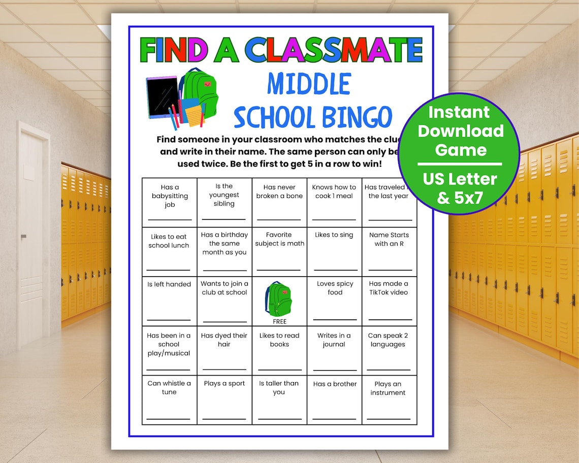 Back to School Bingo, Middle School Games, Classroom Icebreaker Bingo ...