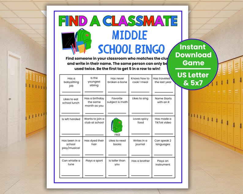 Back to School Bingo, Middle School Games, Classroom Icebreaker Bingo ...