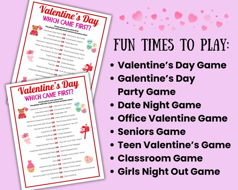 Valentine's Which Came First Trivia Game, Fun Facts Valentine's Day ...
