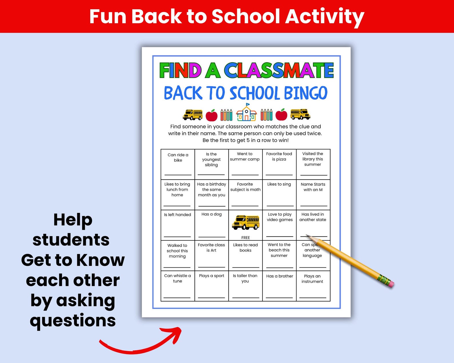 Back to School Bingo, Classroom Bingo, Getting to Know You, Classroom ...