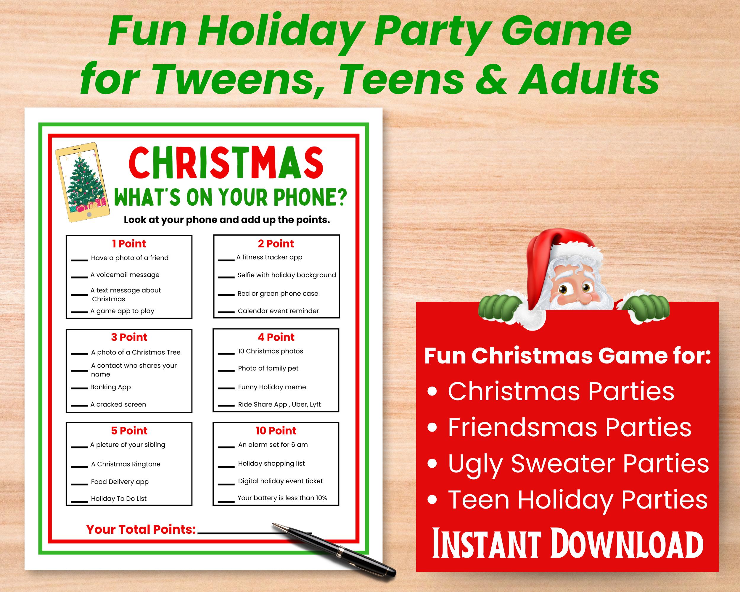 What's on Your Phone Christmas Game, Christmas Phone Game, Phone ...