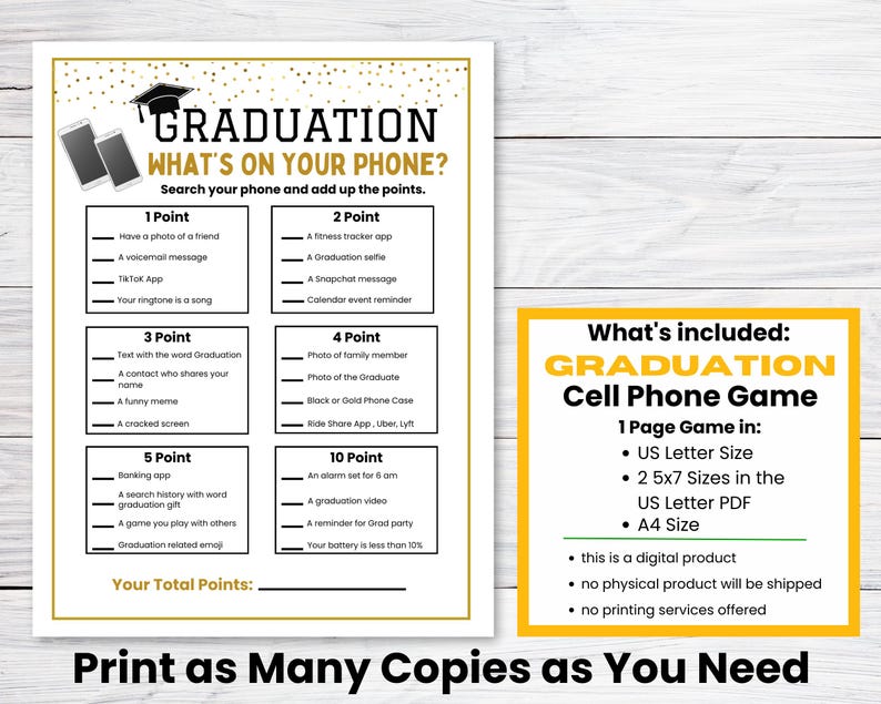 Grad What's on Your Phone Game, Graduation Party Game, Grad Party Ideas ...