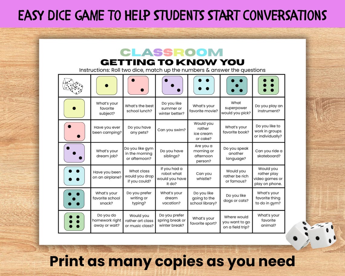 Classroom Get to Know You Game, Classroom Icebreaker Game, Back to ...