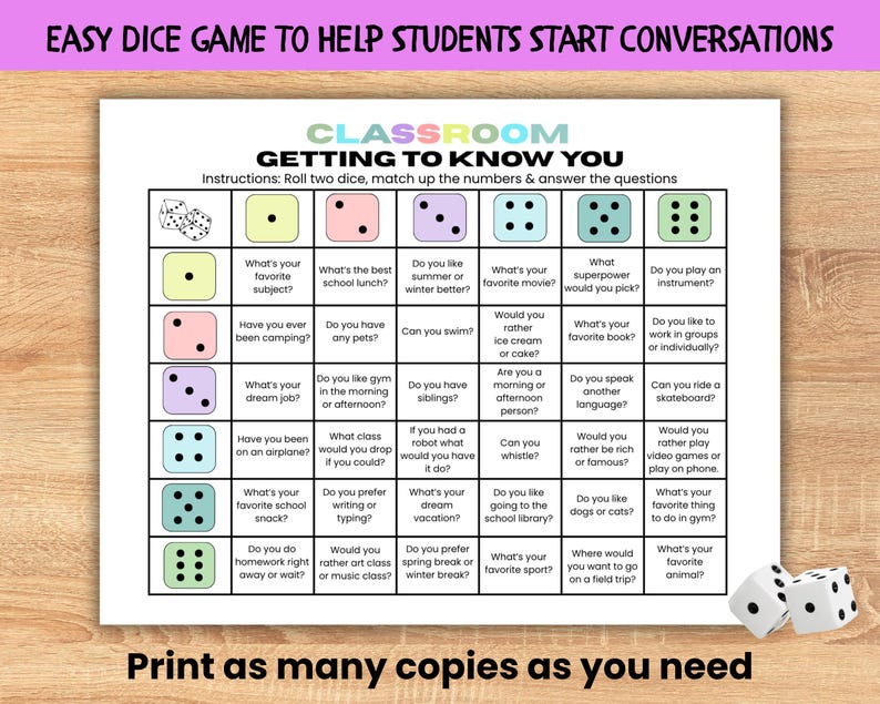 Classroom Get to Know You Game, Classroom Icebreaker Game, Back to ...