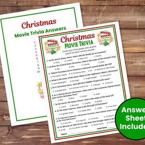 Christmas Movie Trivia Game Questions and Answers, Fun Christmas Party ...