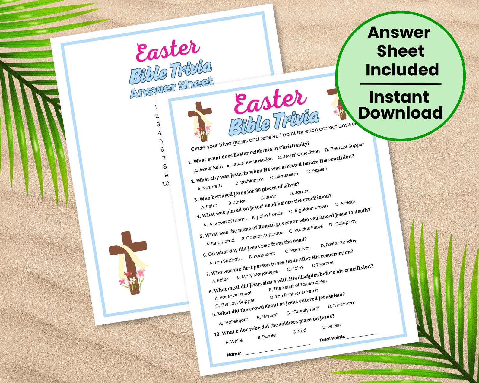 Easter Bible Trivia Game, Bible Game, Easter Trivia Questions ...