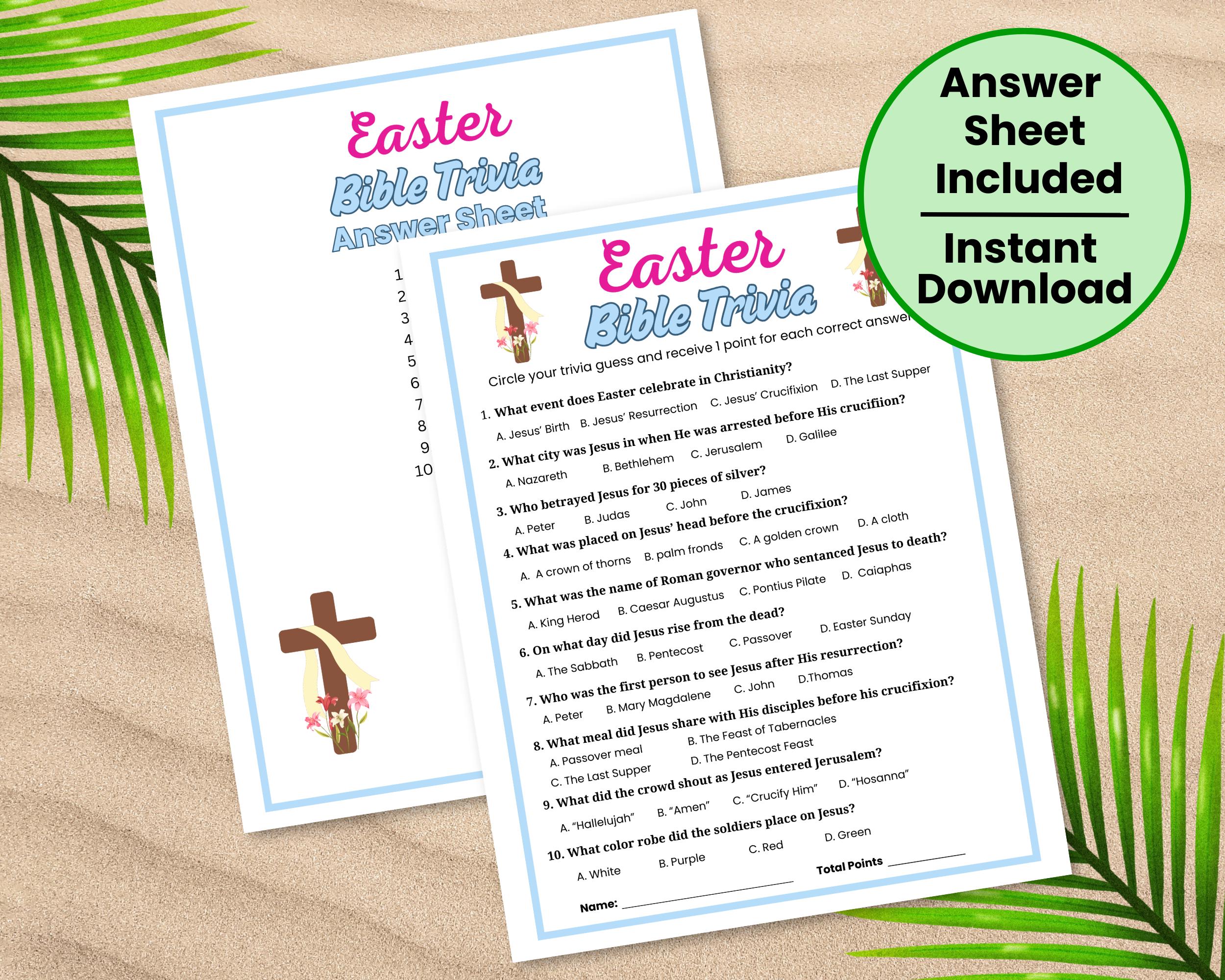 Easter Bible Trivia Game, Bible Game, Easter Trivia Questions ...