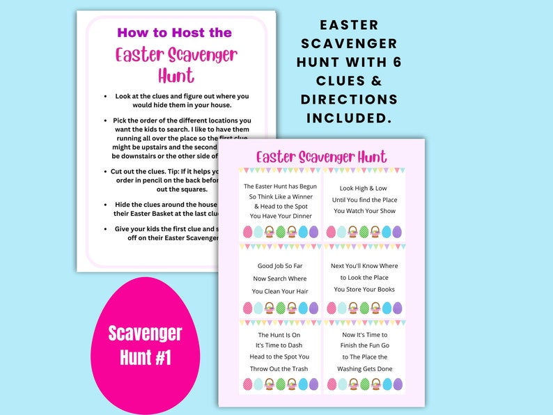 Easter Scavenger Hunt for Kids, Printable Easter Treasure Hunt, Home ...