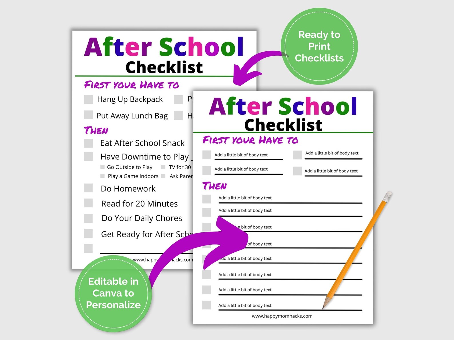 Editable Before and After School Routine Charts Daily Checklists ...