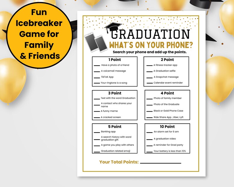 Grad What's on Your Phone Game, Graduation Party Game, Grad Party Ideas ...