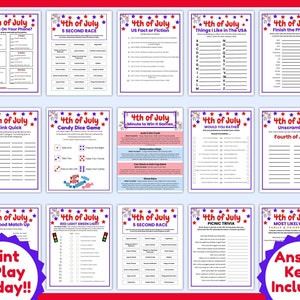 Printable 4th of July Games, Independence Day Games, 4th of July Party ...