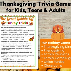 Thanksgiving Trivia Game, Fun Thanksgiving Quiz, Friendsgiving Trivia ...