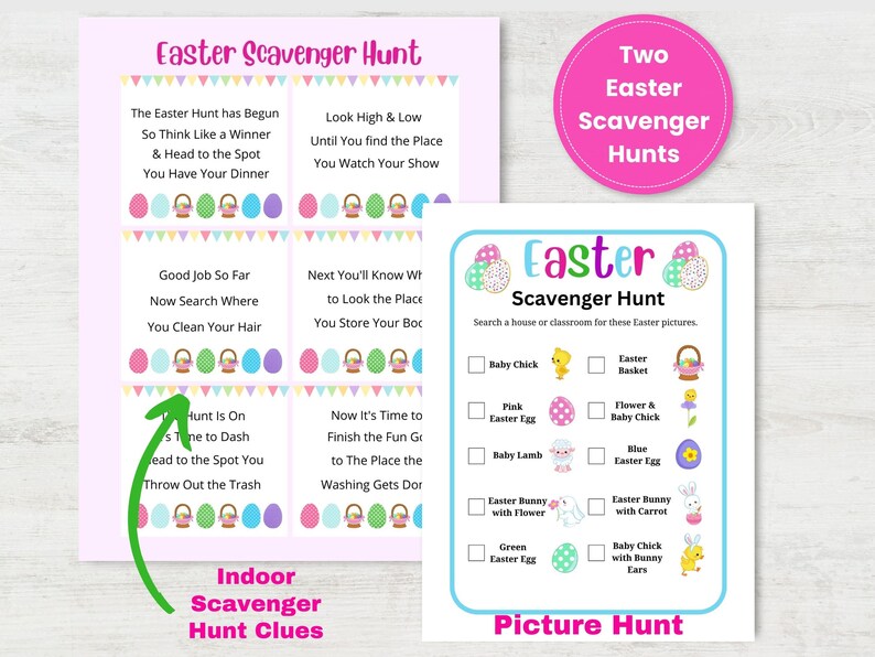 Easter Scavenger Hunt for Kids, Printable Easter Treasure Hunt, Home ...