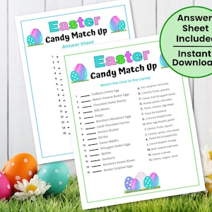Easter Candy Match Game, Printable Candy Match Up, Easter Trivia Quiz ...
