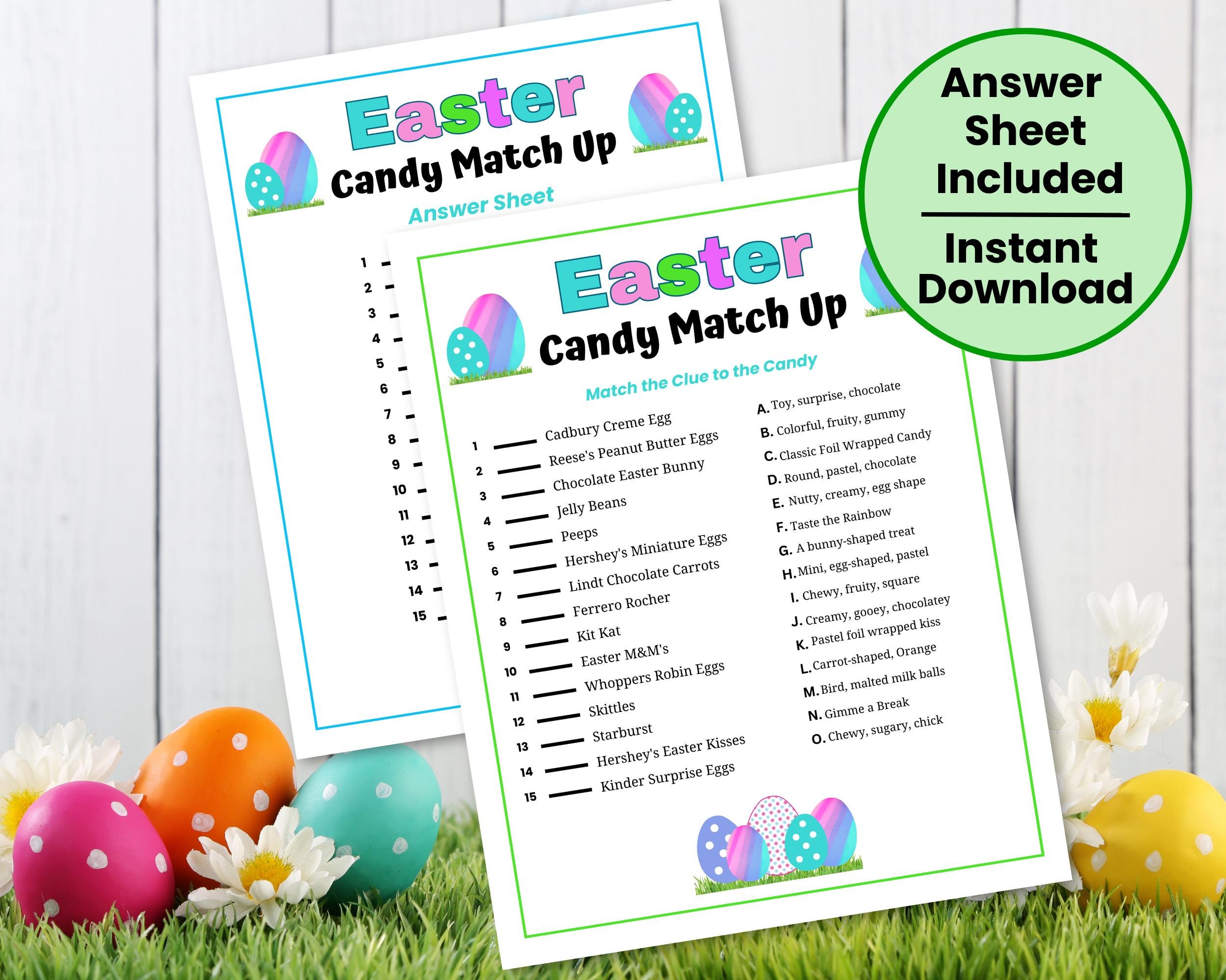 Easter Candy Match Game, Printable Candy Match Up, Easter Trivia Quiz ...