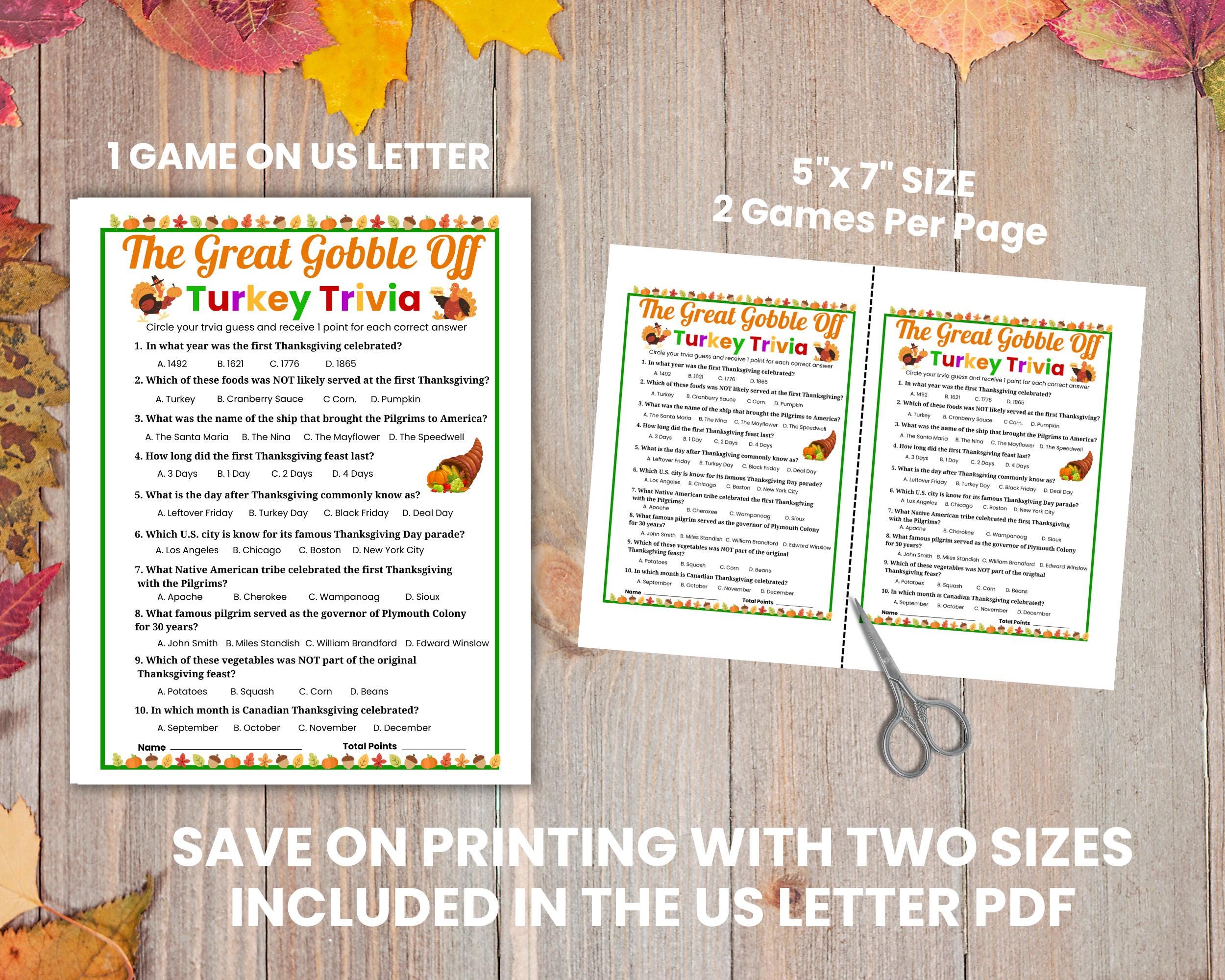 Thanksgiving Trivia Game, Fun Thanksgiving Quiz, Friendsgiving Trivia ...