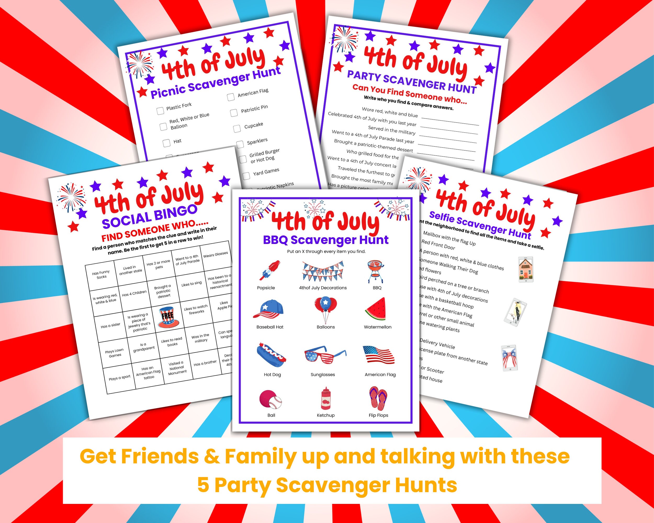 Printable 4th of July Games, Independence Day Games, 4th of July Party ...