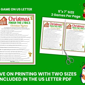Christmas Hymns Finish the Lyrics Game, Christmas Song Game, Church ...