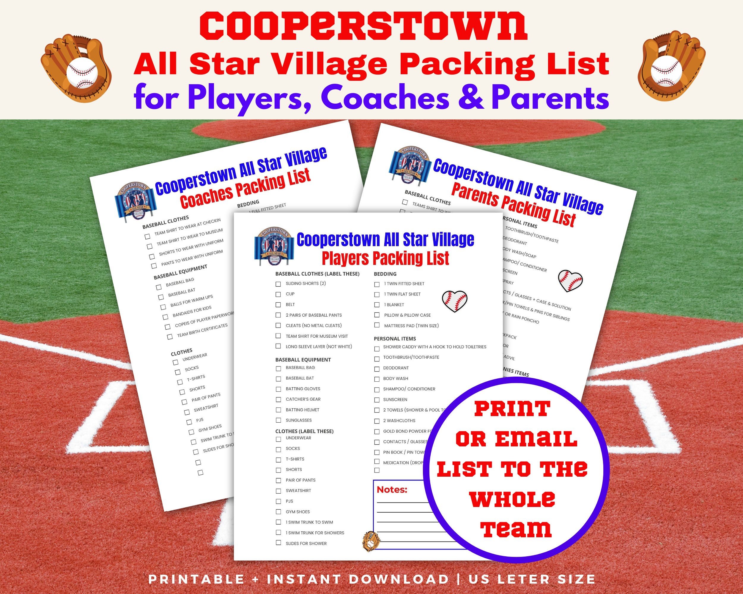 Cooperstown All Star Village Packing List, Cooperstown Checklist ...