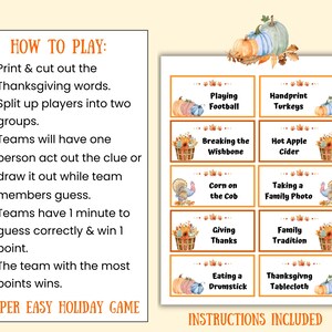 Thanksgiving Charades Game, Printable Thanksgiving Games, Friendsgiving ...