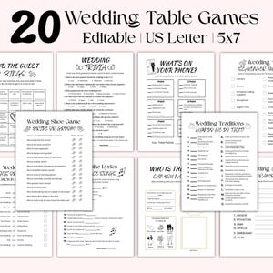 Editable Wedding Table Games Bundle, Wedding Reception Games, Cocktail ...