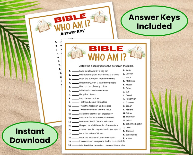 Bible Who Am I Trivia Game, Church Games Bible Trivia for Kids, Teens ...