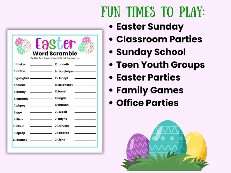 Easter Word Scramble Game, Printable Easter Games, Easter Word Games ...