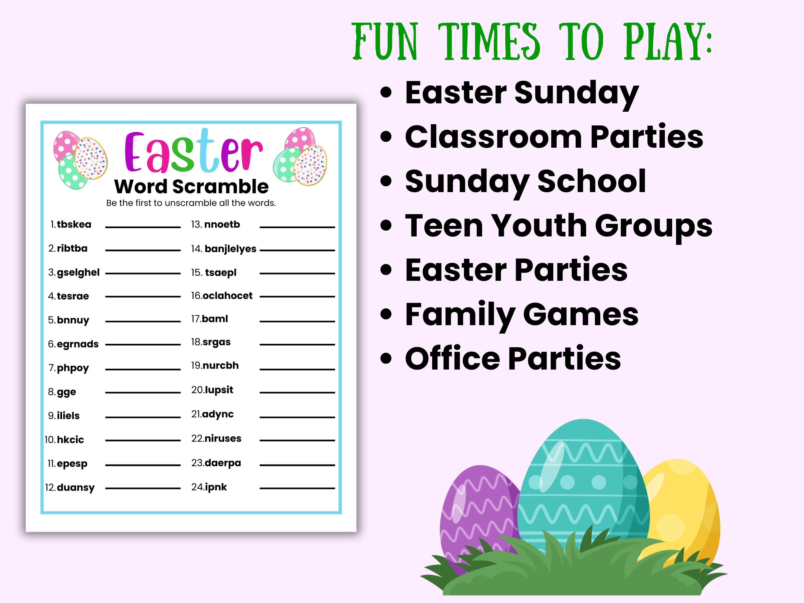 Easter Word Scramble Game, Printable Easter Games, Easter Word Games ...