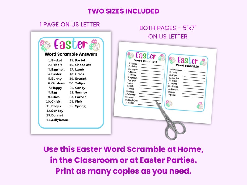 Printable Easter Word Scramble Game, Easter Games, Classroom Game ...